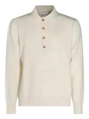 Malo Cashmere Long-sleeve Polo-collar Sweater - Neutrals