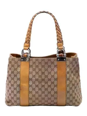 Gucci 2016-2026 Medium Gg Canvas Bamboo Libeccio Tote Bag - Neutrals
