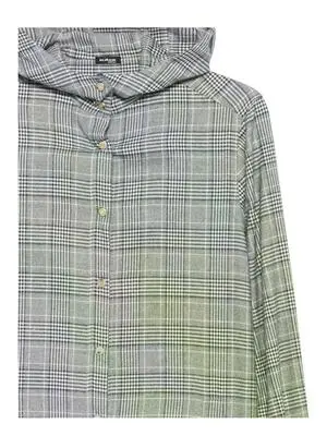 Kiton Check-pattern Hooded Shirt - Grey