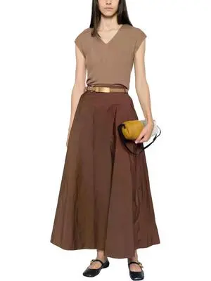Max Mara Flared Maxi Skirt With Belt Loops - Brown