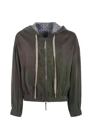 ZIGGY CHEN Zip-up Drawstring Hoodie - Brown