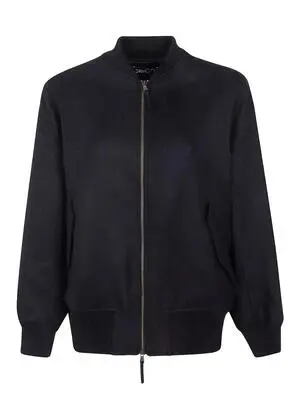 DRHOPE Herringbone Weave Bomber Jacket - Black