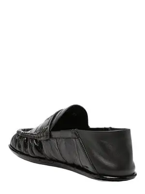 Saint Laurent Crocodile-effect Loafers - Brown