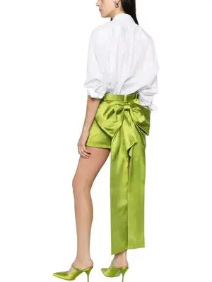 SELF-PORTRAIT Belted Bow Detail Mini Skirt - Green