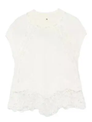 Ermanno Scervino Lace Trim Knit Top - Neutrals
