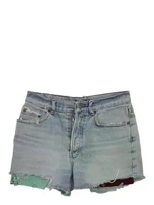 HTC LOS ANGELES Bandana-insert Frayed Shorts - Blue