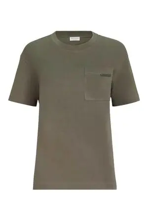 Brunello Cucinelli Cotton Jersey T-shirt With Shiny Tab - Green