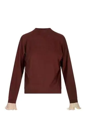 Fabiana Filippi Long-sleeve Ruffle-cuff Sweater - Brown
