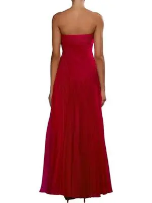 AMUR Elea Pleated Strapless Gown - Red