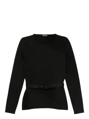 TOM FORD Belted Long-sleeve Sweater - Black