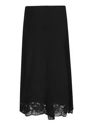 P.a.r.o.s.h Lace Trim Midi Skirt - Black
