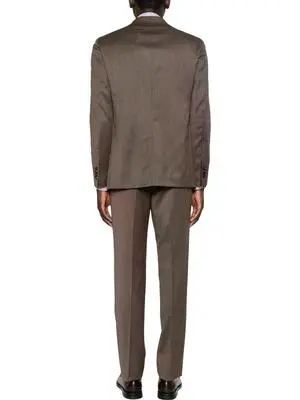Tagliatore Peak-lapels Wool Suit - Brown