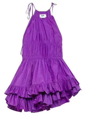 MSGM Ruffled Tiered Mini Dress - Purple