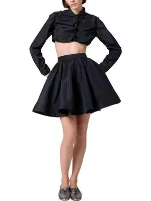 MSGM Pleated A-line Mini Skirt - Black