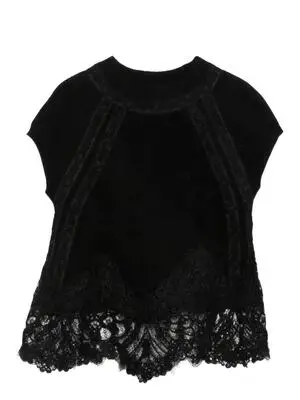Ermanno Scervino Lace-trim Cap-sleeve Top - Black