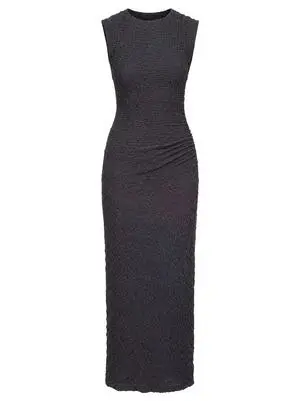Vince Textured Ruched Midi Dress - Grey