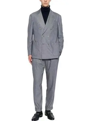Eleventy Peak-lapel Double-breasted Suit - Blue