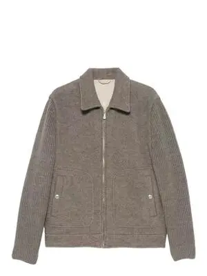 Eleventy Knit-sleeves Jacket - Grey
