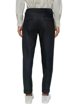 Eleventy Drawstring-waist Pleated Trousers - Blue