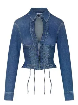 Liu Jo Lace-up Denim Jacket - Blue