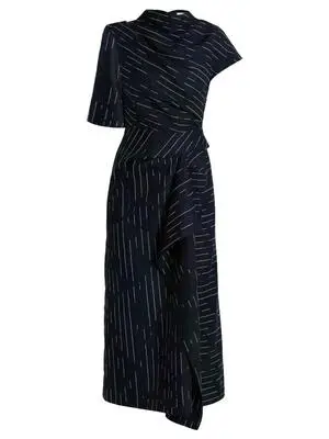 Erdem Striped Draped Midi Dress - Blue
