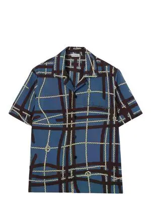 Burberry Relaxed-fit Knot-check Cotton Shirt - Blue