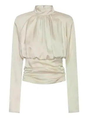 ROTATE BY BIRGER CHRISTENSEN Ls Ruched Top White - Neutrals