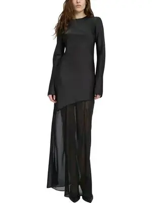 ROTATE BY BIRGER CHRISTENSEN Maxi Long Sleeve Slit Dress - Black