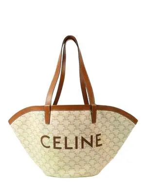Celine Triomphe Canvas Cufflinks Tote Bag - Neutrals