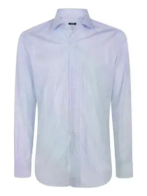 BARBA NAPOLI Striped Cotton Shirt - Blue