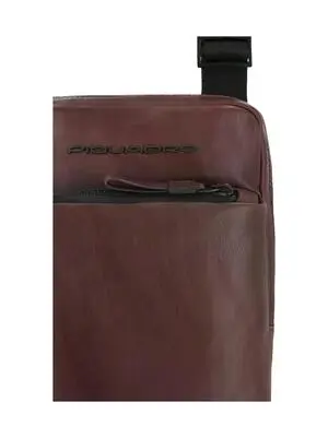 PIQUADRO Logo-embossed Leather Messenger Bag - Brown