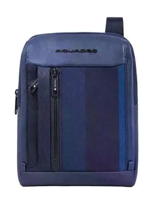 PIQUADRO Logo Plaque Paneled Messenger Bag - Blue