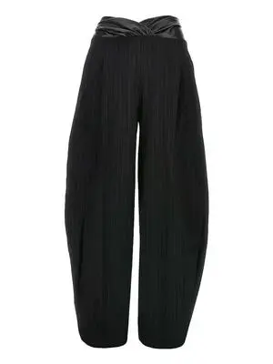 Andamane Pinstripe Crossover Waistband Trousers - Black