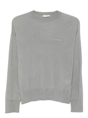 Peserico Embellished Trim Long Sleeve T-shirt - Grey