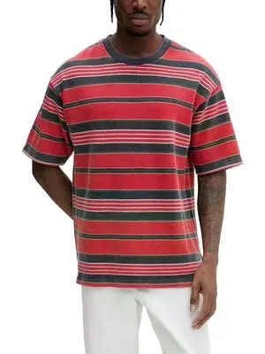 VANS Pique Stripe Knit T-shirt - Red