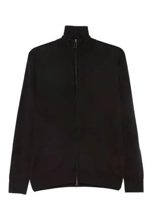PAOLO PECORA Zip-up High-neck Cardigan - Black