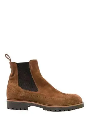 Eleventy Brogue Chelsea Boots - Brown