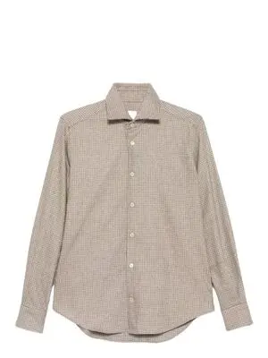 Eleventy Check-pattern Long-sleeve Shirt - Neutrals