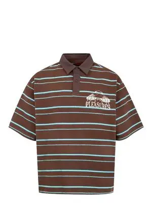 PLEASURES Teleport Boxy Striped Polo Shirt - Brown