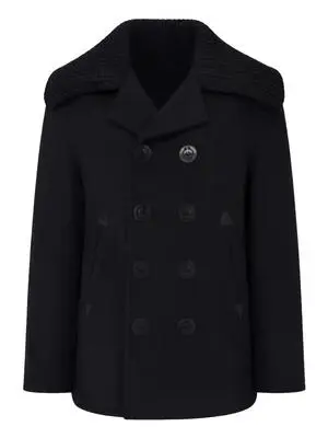 Dsquared2 Ribbed-knit Collar Double-breasted Coat - Blue
