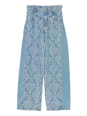 FETICO Damask Print Wide-leg Jeans - Blue
