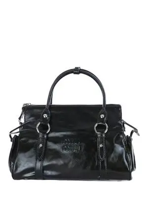 Miu Miu Logo-embossed Leather Shoulder Bag - Black