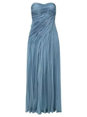 AMUR Elea Pleated Strapless Gown - Blue
