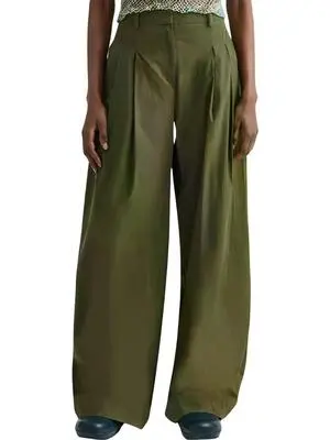 TWP Pleated Wide Leg Trousers - Green