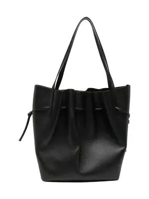 Yuzefi Scallop Leather Tote Bag - Black