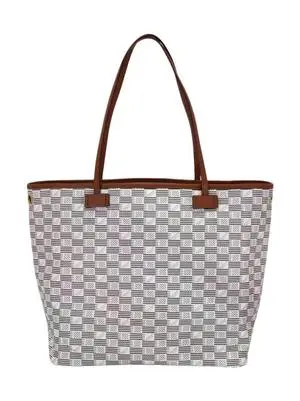 Moreau Saint Tropez Monogram-pattern Leather-trim Tote Bag - Neutrals