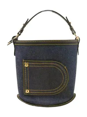 Delvaux Mini Pin Denim Bucket Bag - Blue