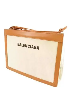 Balenciaga Logo Print Shoulder Bag - Neutrals