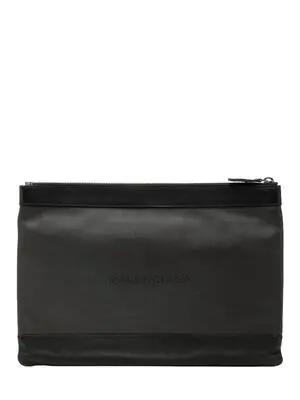 Balenciaga Perforated Calfskin Clutch - Black
