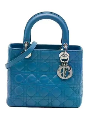 Dior 2011 Medium Lambskin Cannage Lady Satchel - Blue